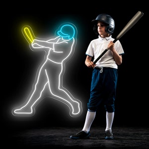 Baseball Neon Sign, Custom Neon Baseball Decor, Baseball Player ...