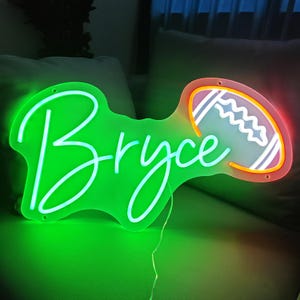 Custom Football Neon Sign, Football Neon Nursery Name Sign, Football ...