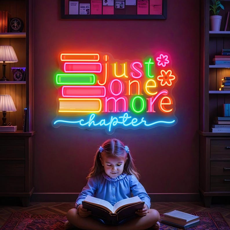 Neon Sign Just One More Chapter, Reading Book Sign Led, Home Study Neon ...