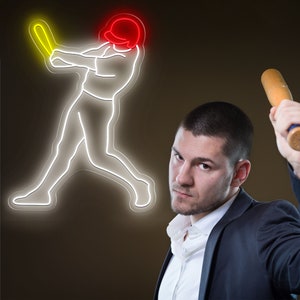 Baseball Neon Sign, Custom Neon Baseball Decor, Baseball Player ...