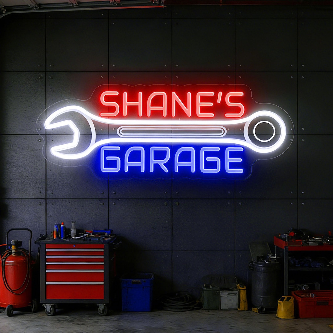 Custom LED Neon Garage Sign, Personalized Man Cave Light, Garage Room ...