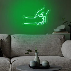 Dad Holding Baby Hand Line Art Neon Sign, Custom Daddy Neon Sign ...