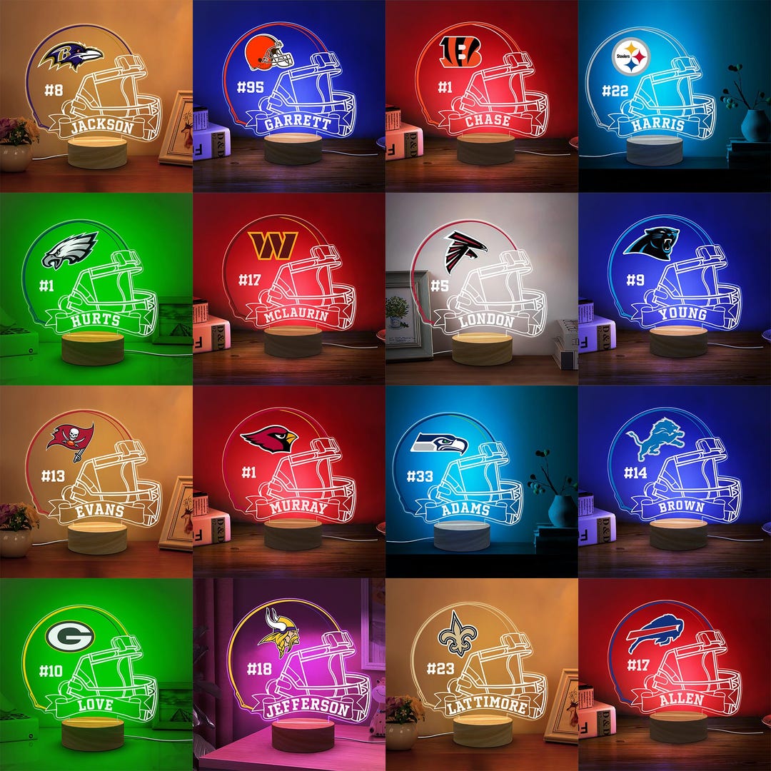 Personalized Football Night Light, Kids Room Night Light Home Decor ...