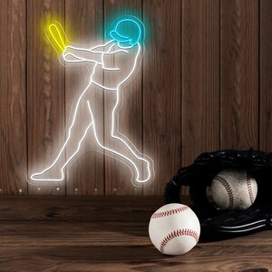 Baseball Neon Sign, Custom Neon Baseball Decor, Baseball Player ...