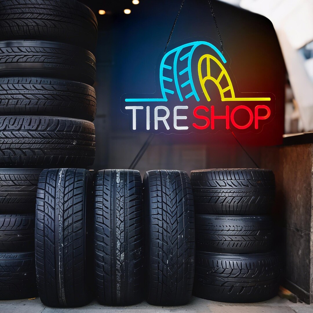 Car Enthusiast Log,custom Tire Shop Neon Sign,auto Tire Logo,automobile ...
