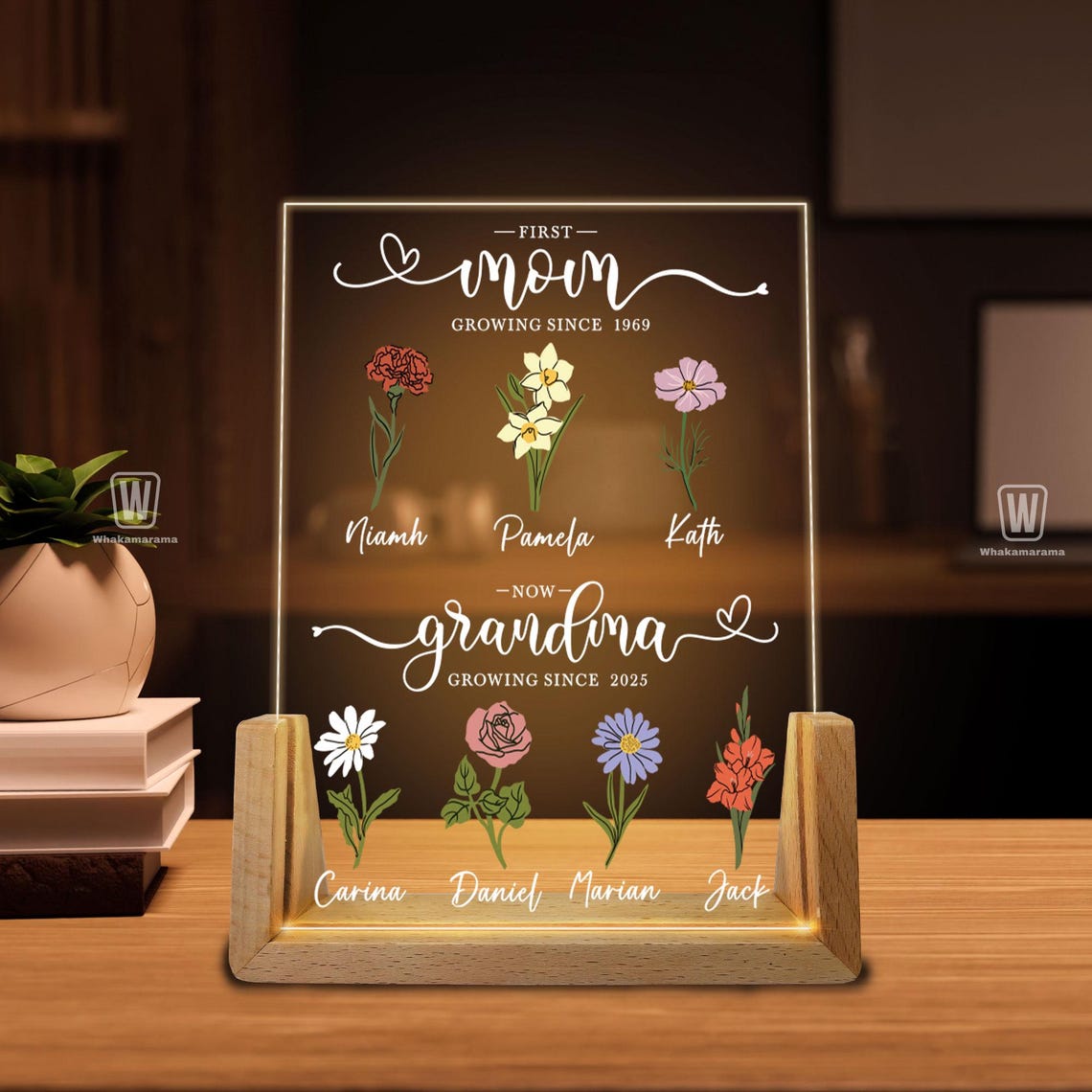 Mom's Garden Night Light, Custom Photo Night Light, Personalized Name ...