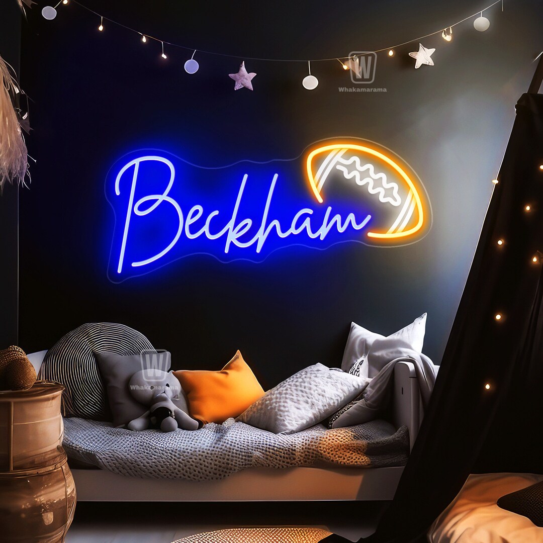 Custom Football Neon Sign, Football Neon Nursery Name Sign, Football ...