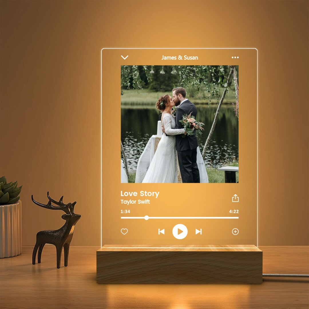 Custom Music Photo Night Light, Photo Frame Song Night Light Couples ...