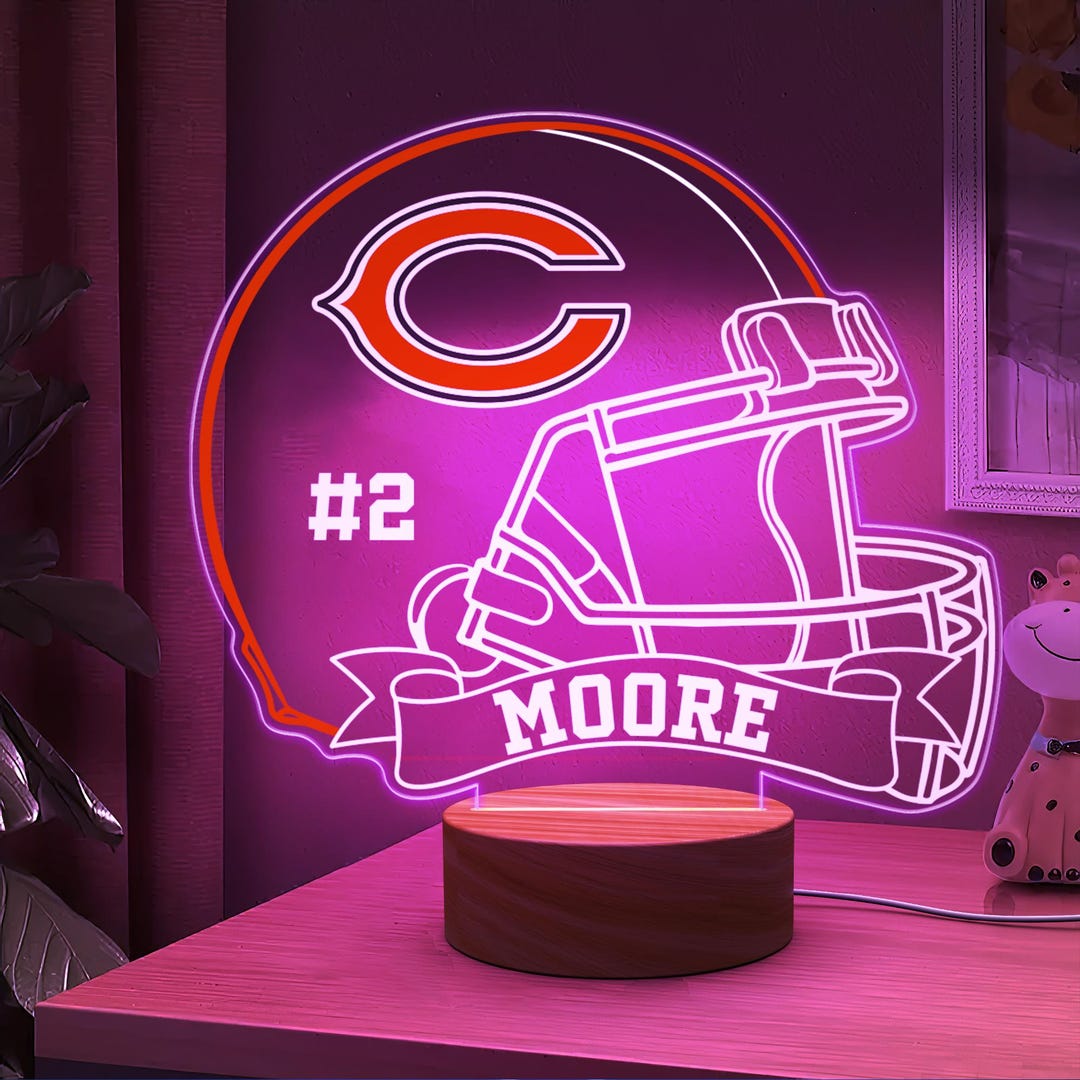 Football Night Light Kids Room Decor, Chicago Bears Custom Led Sign ...