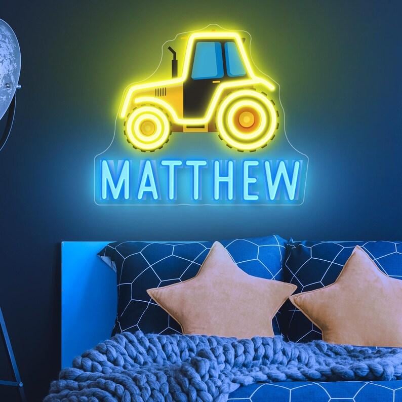 Custom Tractor Neon Sign for Kids, Truck Custom LED Lights Kids Room ...