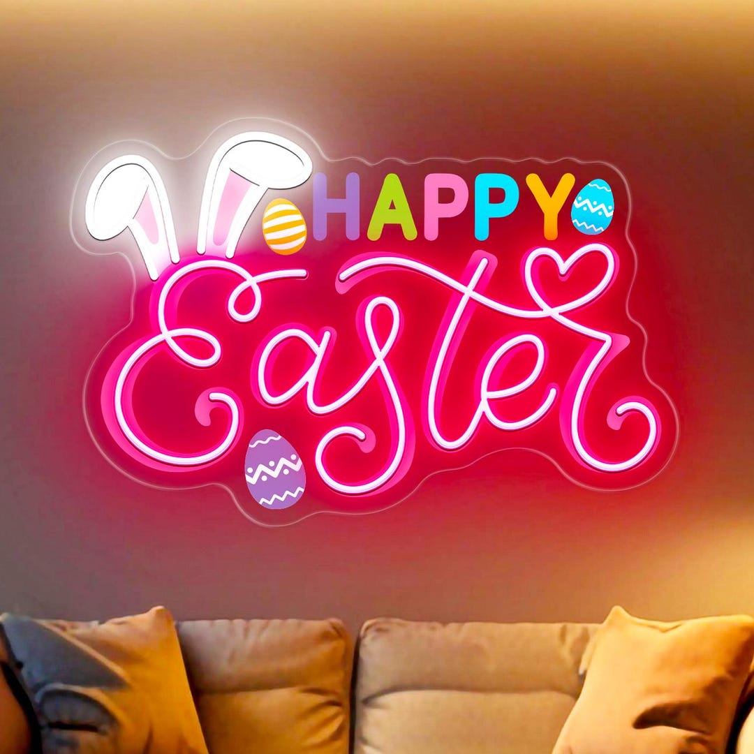 Happy Easter Neon Sign Custom Wall Decor, Personalized Easter Gifts ...