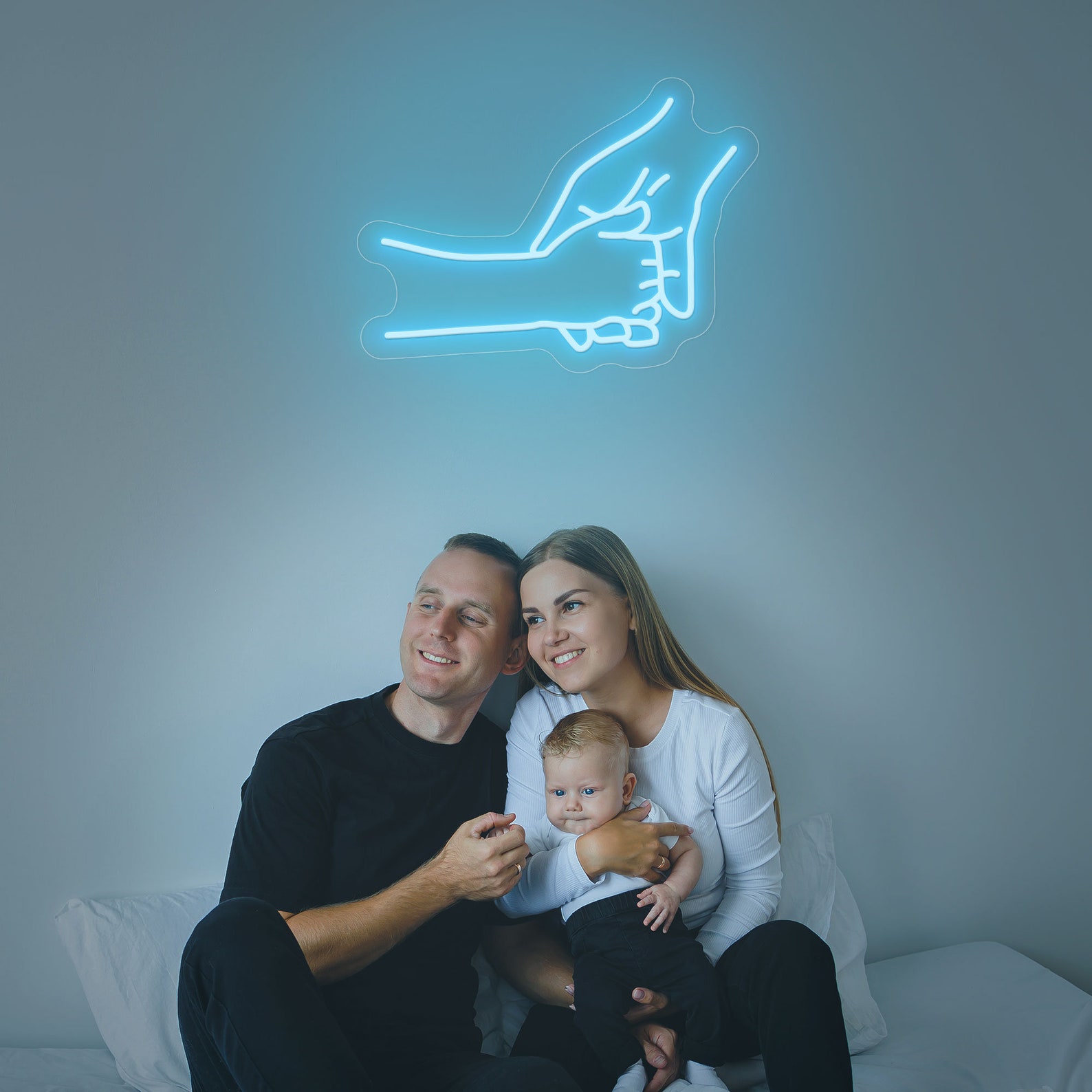 Dad Holding Baby Hand Line Art Neon Sign, Custom Daddy Neon Sign ...