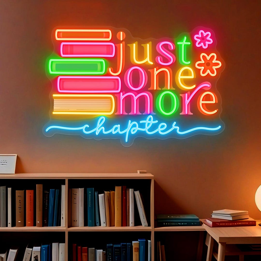 Neon Sign Just One More Chapter, Reading Book Sign Led, Home Study Neon ...
