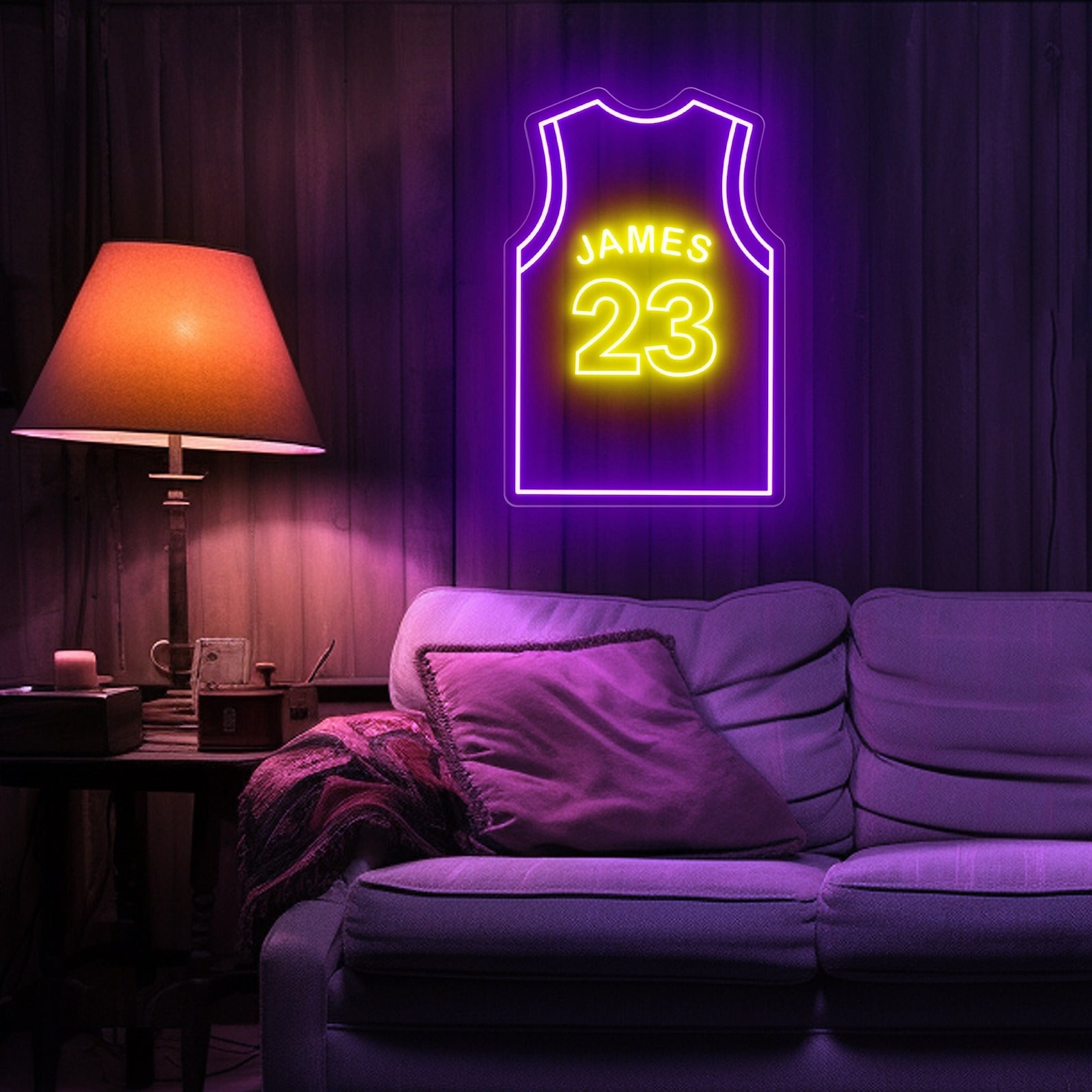 Basketball Custom Neon Sign, James Basketball Room Decor, Sport ...