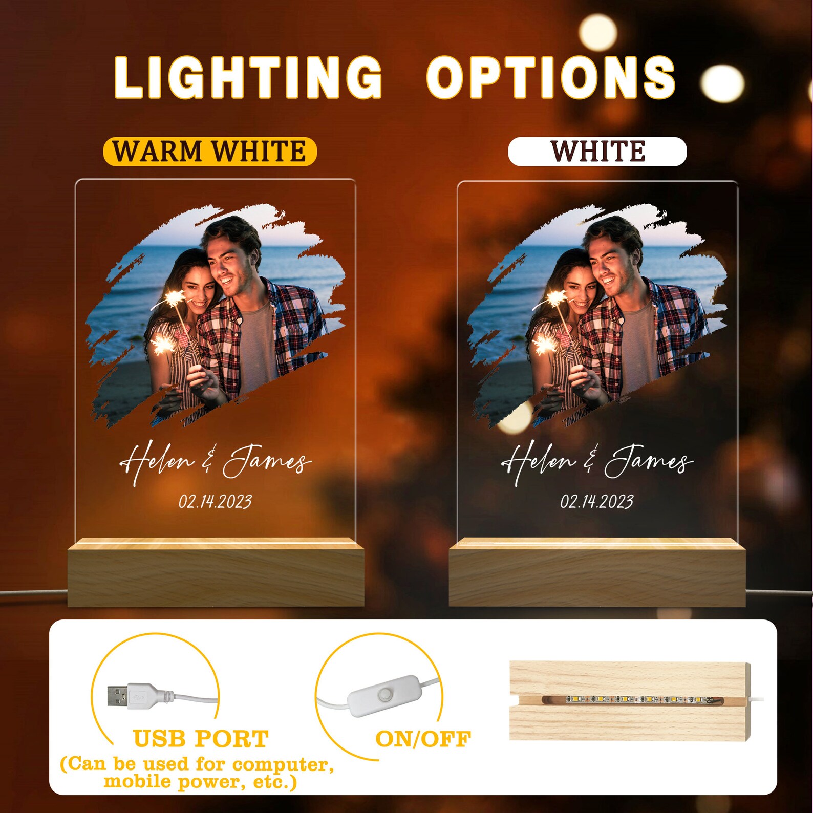 Custom Photo Plaque, Photo Night Light, Personalized Photo Frame ...