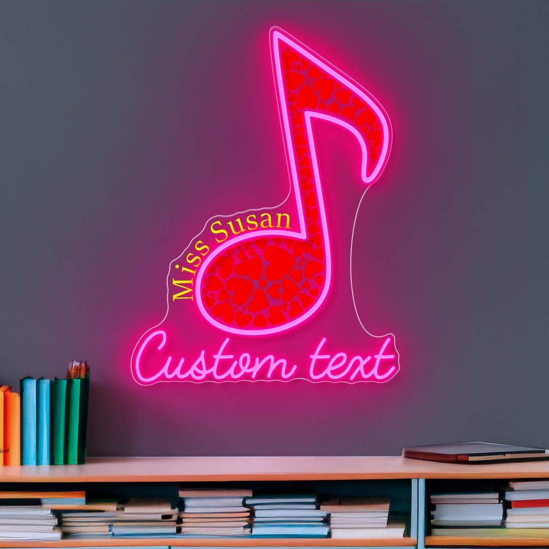 Music Notes Neon Sign, Music Room Sign, Live Music Neon Sign, Music ...