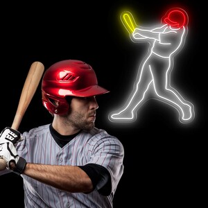 Baseball Neon Sign, Custom Neon Baseball Decor, Baseball Player ...