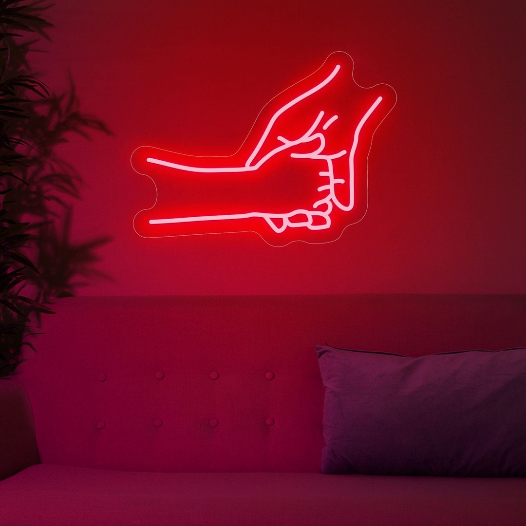 Dad Holding Baby Hand Line Art Neon Sign, Custom Daddy Neon Sign ...