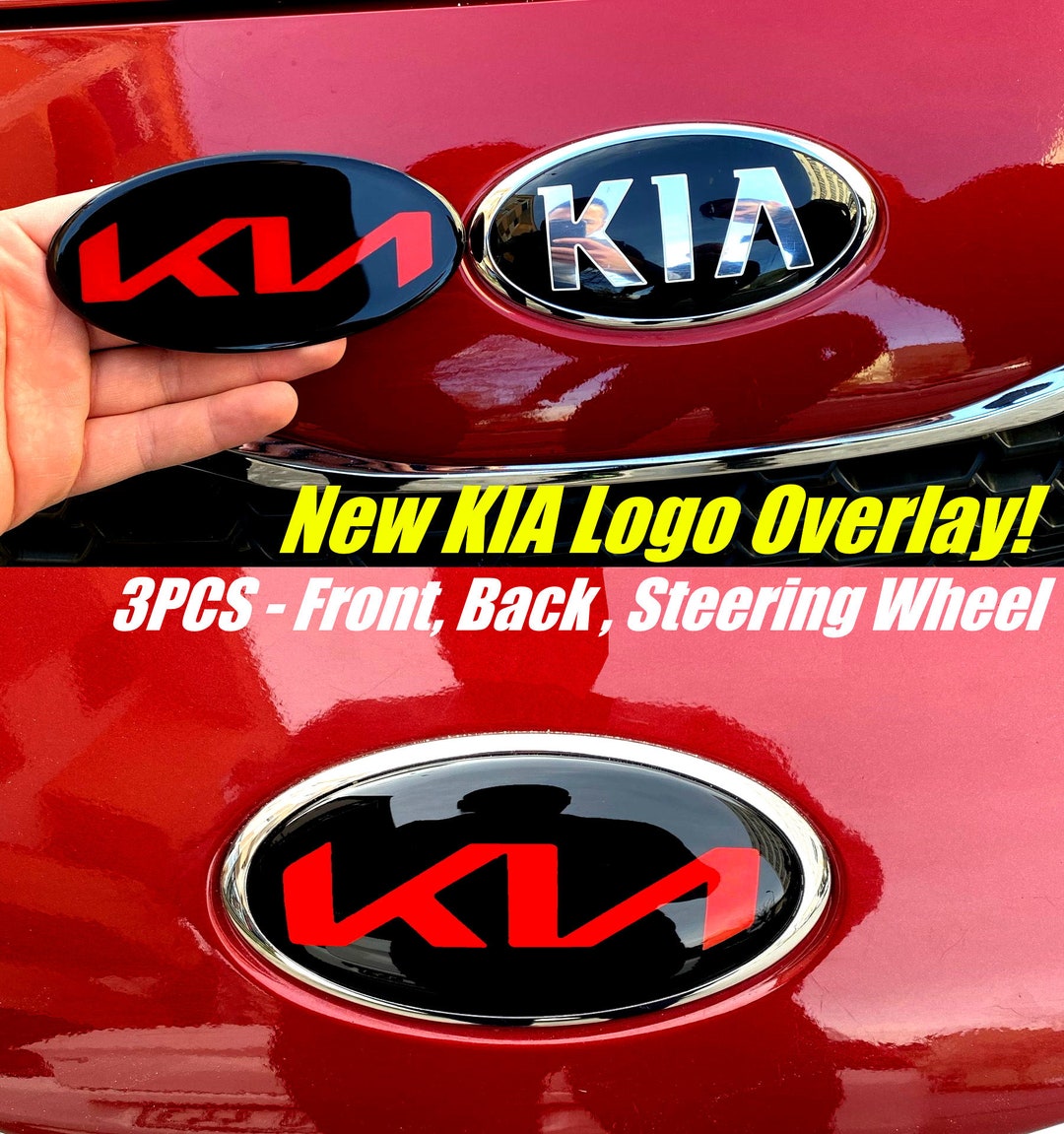 3D New KIA Emblem Overlay Logo Front Back and Steering Wheel - Etsy Canada