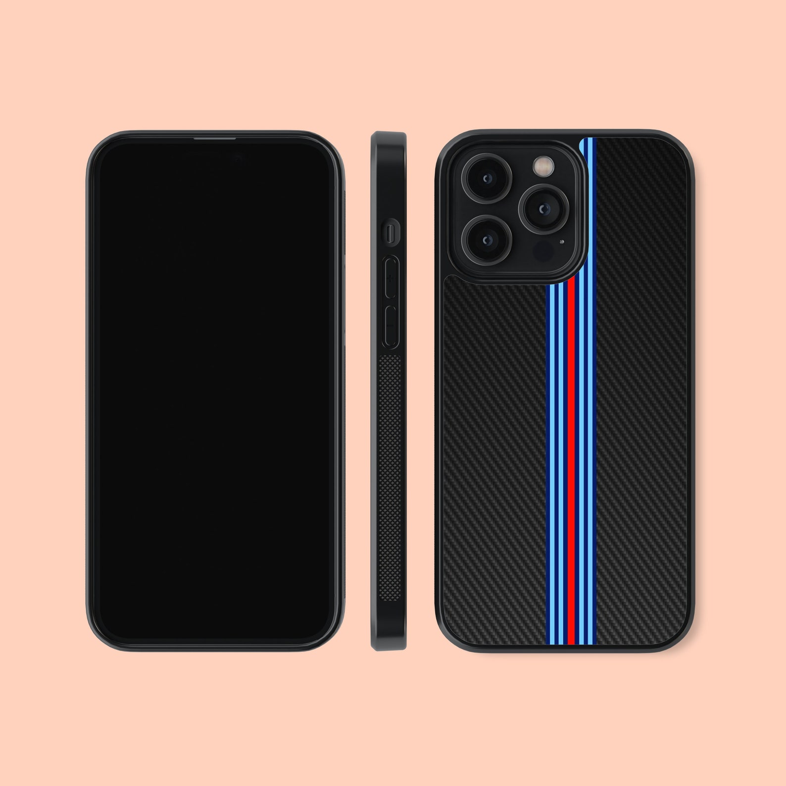 Carbon Fiber Racing Stripes Phone Case: Iphone, Samsung Galaxy - Etsy