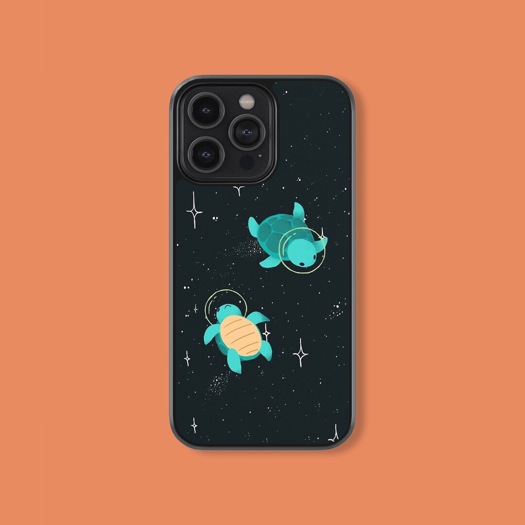 Space Turtles Design Phone Case Silicone Rubber Custom Cover for iPhone ...