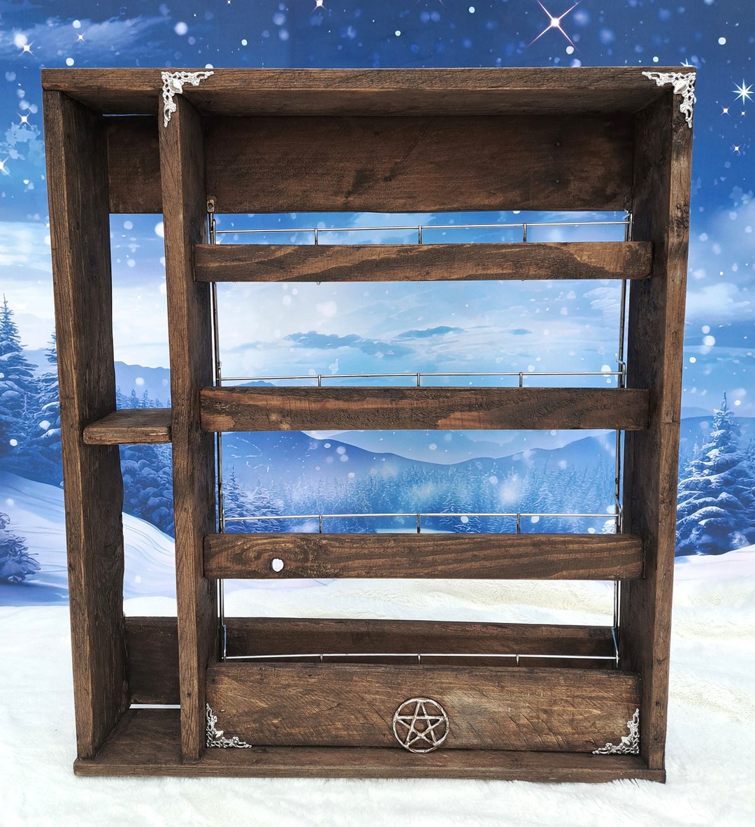 Spice Rack, Wooden and Silver Metal, Gothic, Rustic, Vintage Look ...