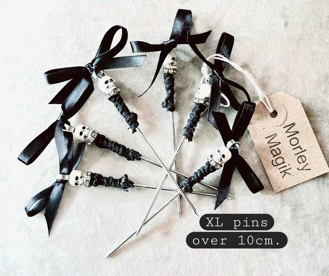 Voodoo Pins, Poppet Pins, Witchcraft. Black, Large, Gothic Pins. Gift ...