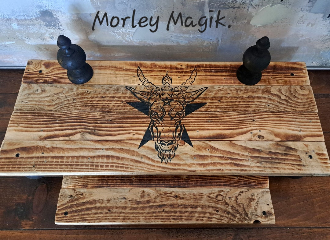 Altar Table, Large Altar Baphomet. Horned Goat. Meditation Table ...