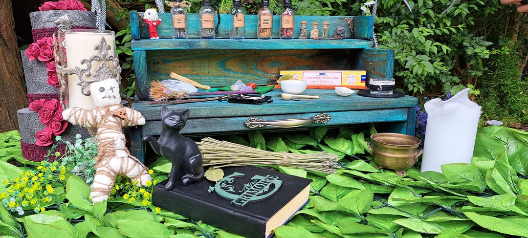 Altar Table With Secret Shelf & Kit Pagan Wiccan Witch by - Etsy