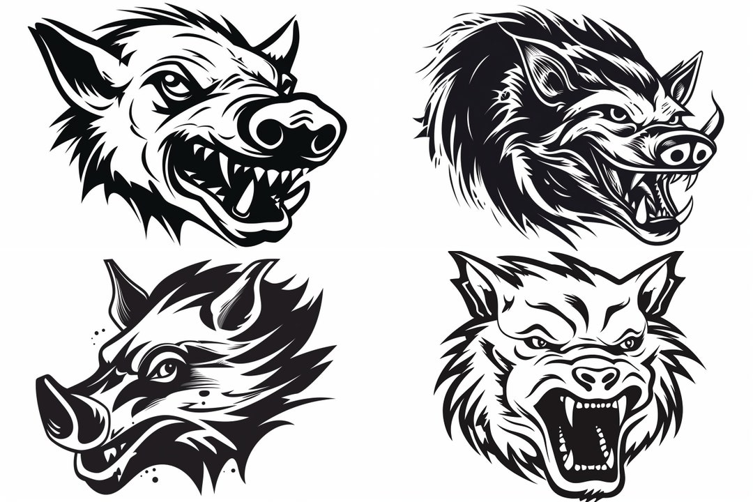 Angry Boar Hog Pig Clip Art Bundle - Etsy