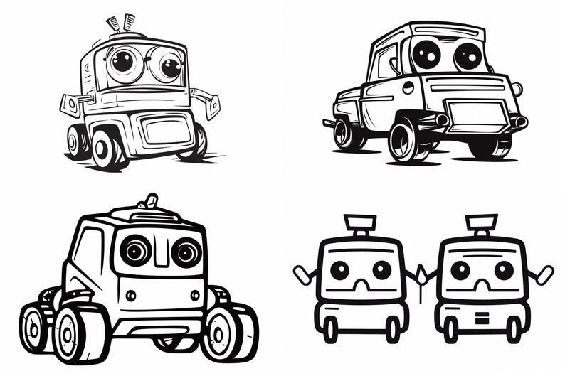 Robot Car Clip Art Bundle - Etsy