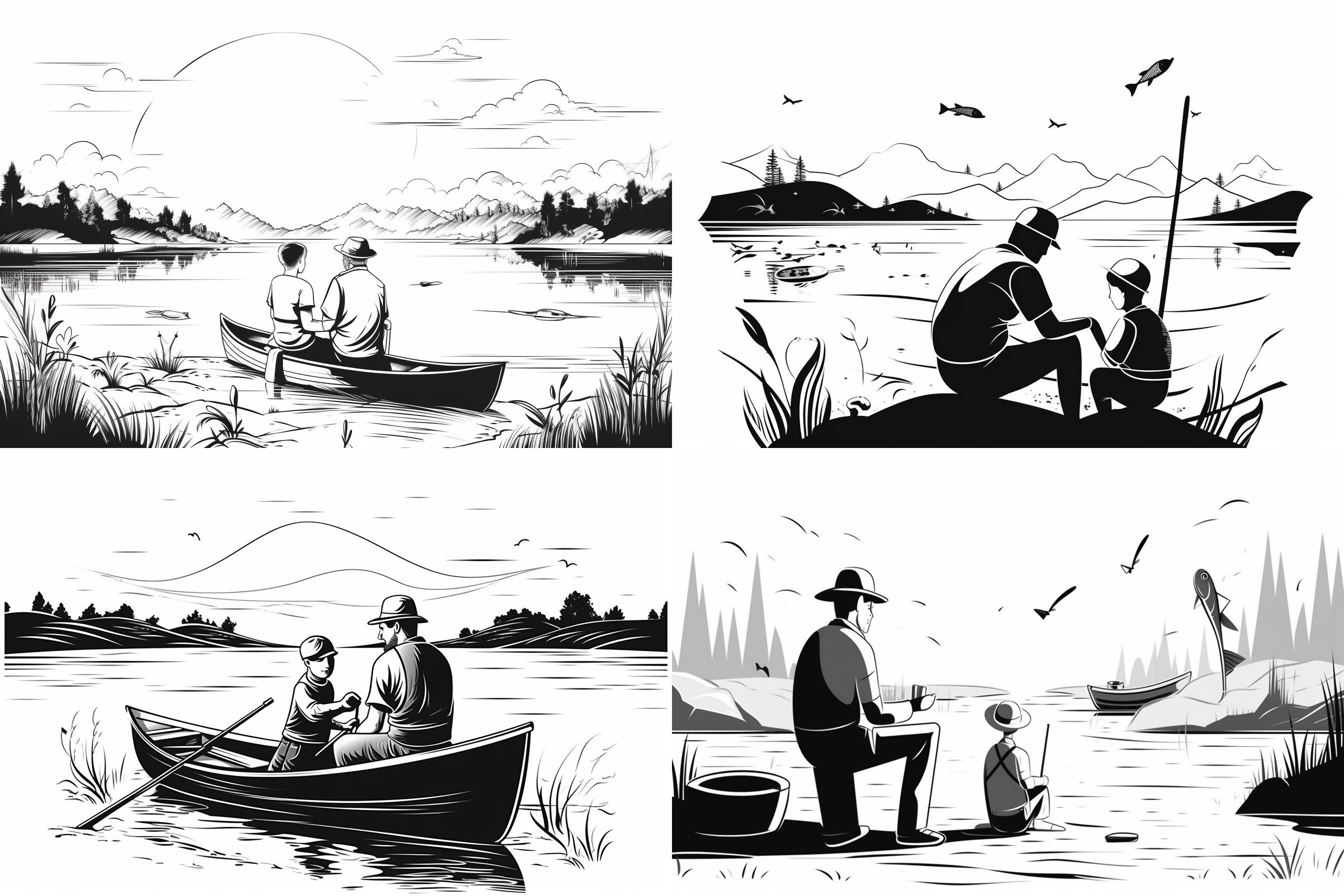 Father and Son Fishing Scene Clip Art Bundle - Etsy