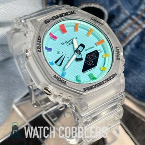 Casio G-shock Blue Waffle Rainbow Mod With Clear Resin Strap - Etsy