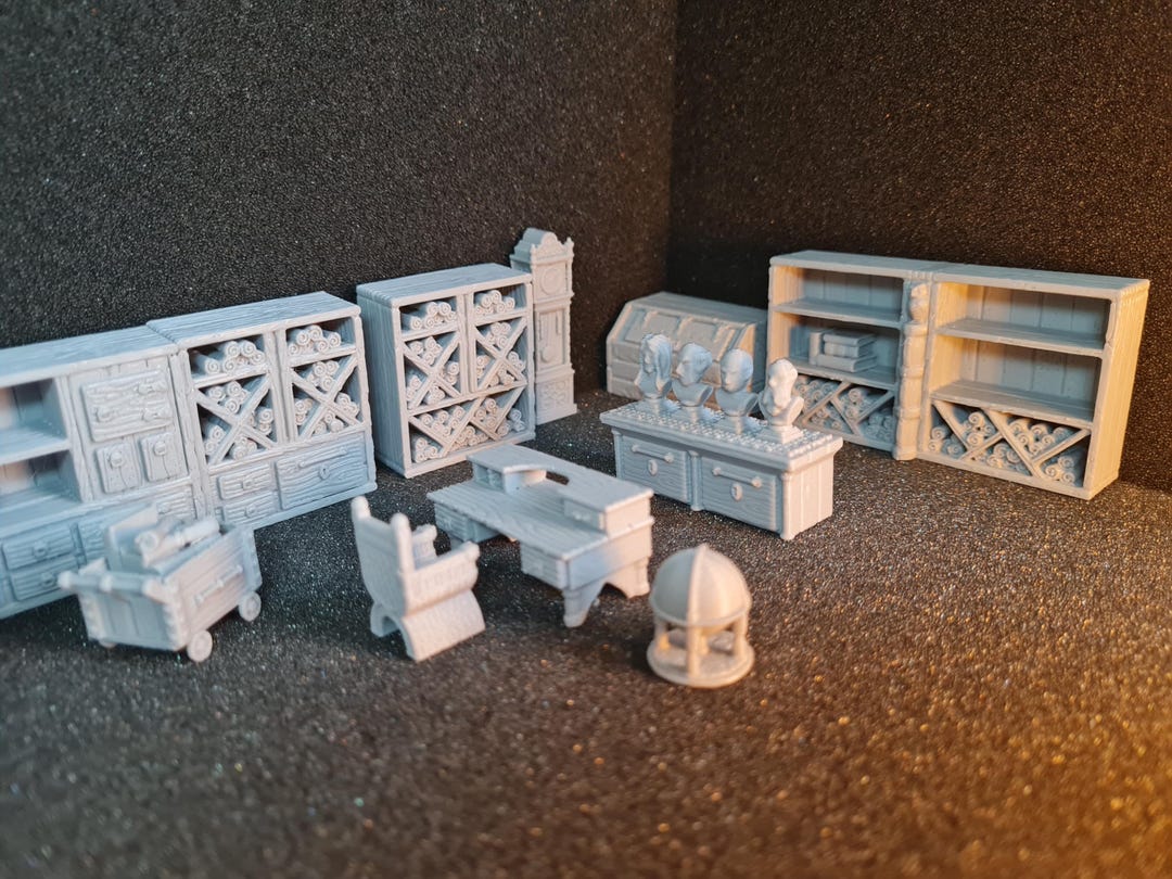 Study Furniture Office Set 15pc Terrain Scenery Dolls House Miniature ...