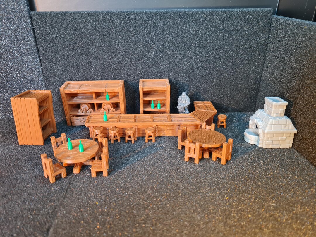 Tavern Bar Furniture Set Inspired LOTR the Prancing Pony Bar Table ...
