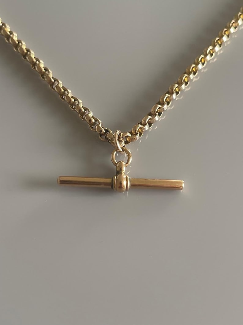 Antique 9k Gold Tbar Watch Chain Necklace - Etsy