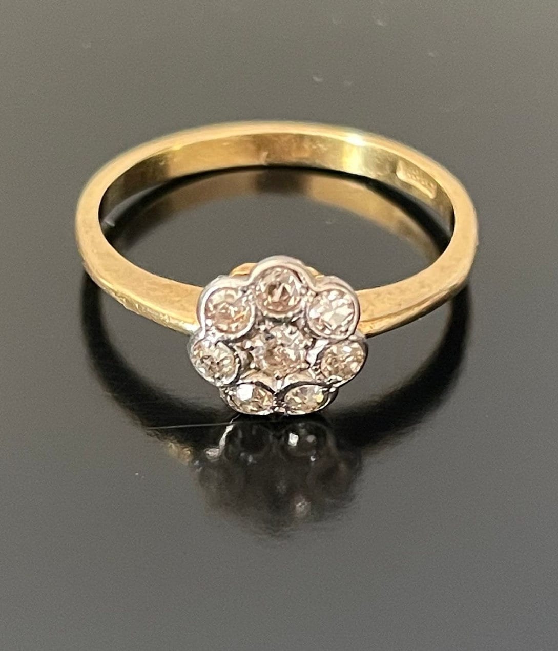 Diamond Daisy Flower Ring 18k Gold and 7 Old Cut Diamonds - Etsy