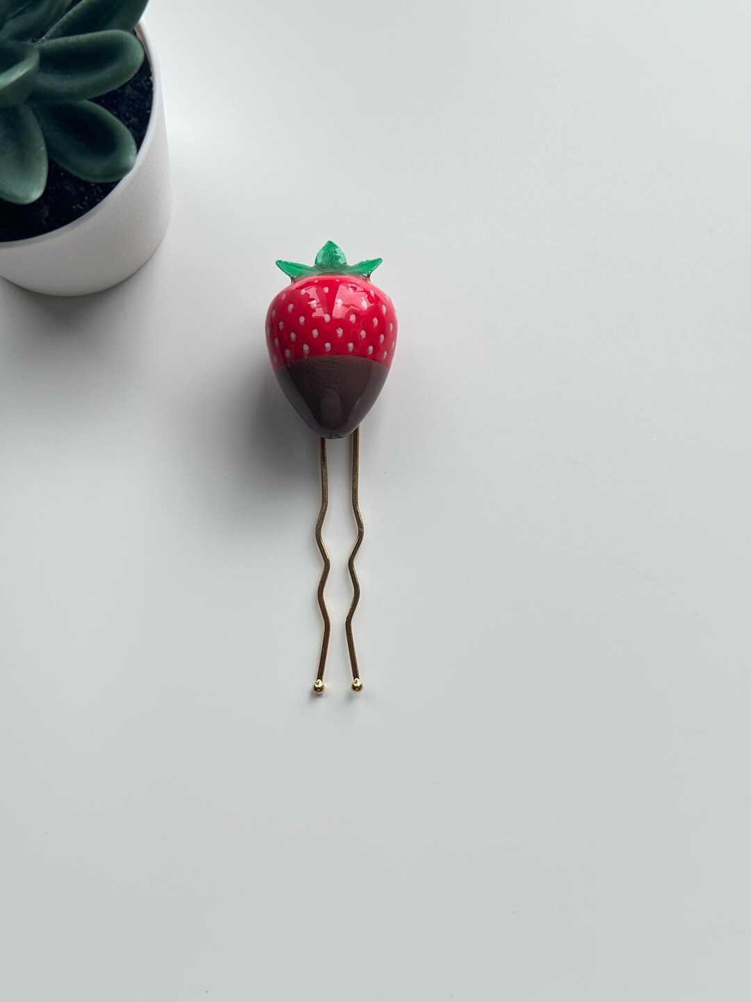 Chocolate Dipped Strawberry Hair Pin (new Design!!) - Etsy