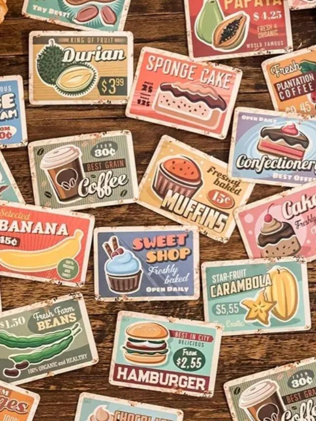 Vintage Grocery Stickers Set of 10 - Etsy
