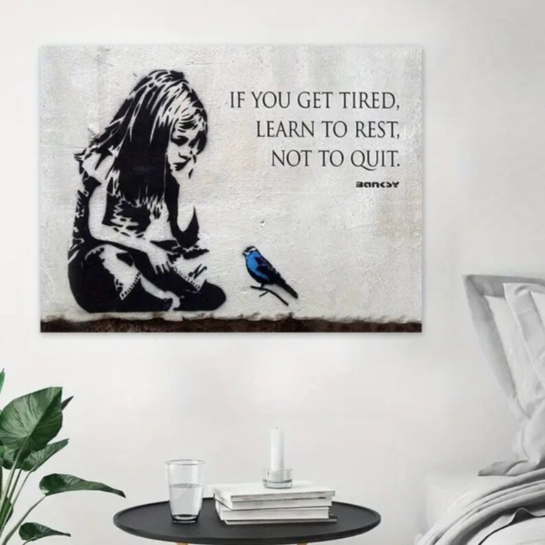 Banksy Blue Bird Canvas Print - Etsy