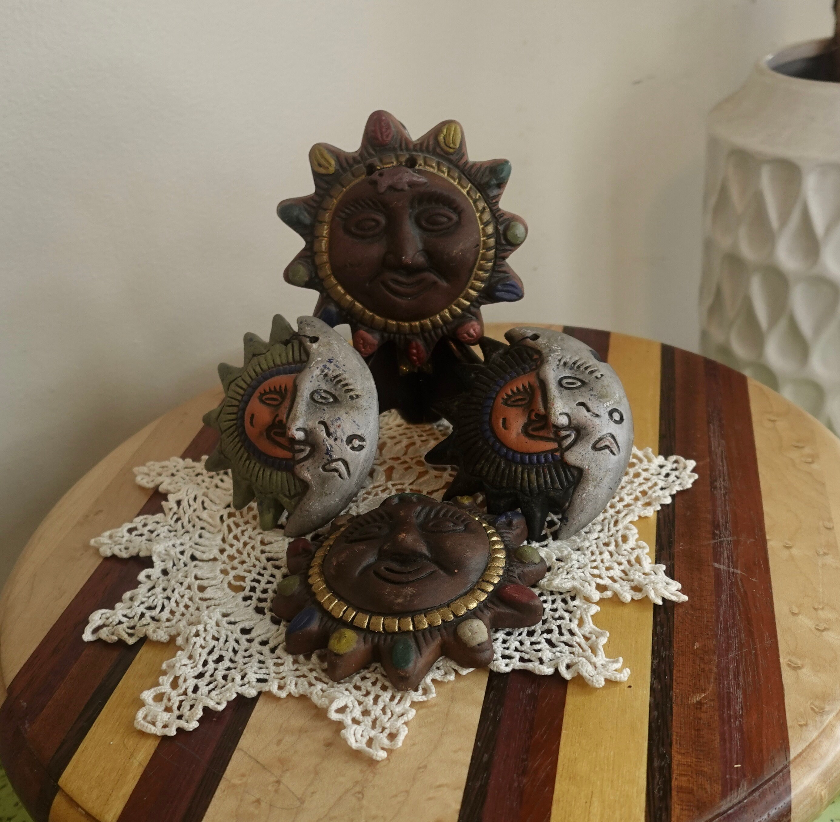 9 Small Sun, Moon and Stars Mayan Style Figurines. Artisan Made Art ...