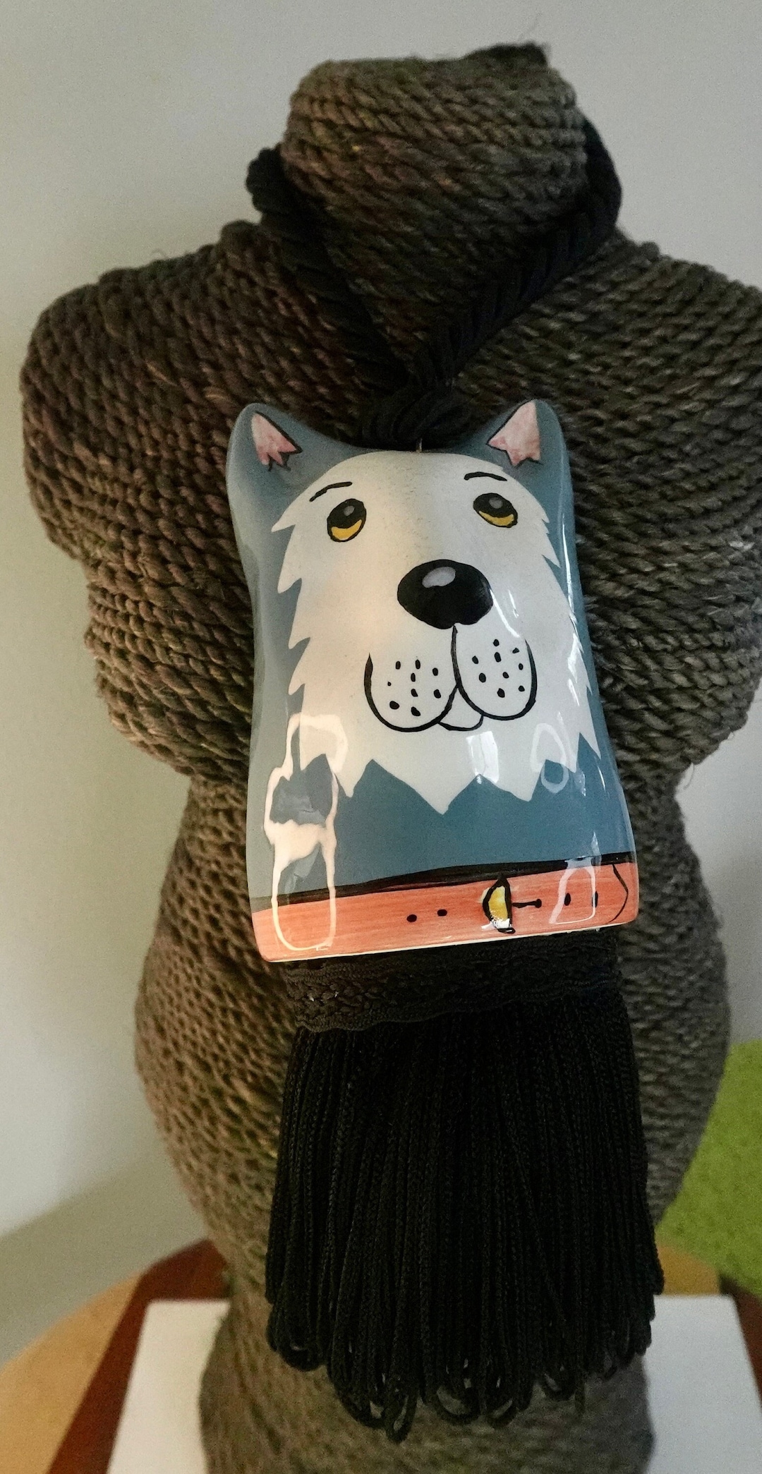 Rare Vintage 90s Husky Dogzilla Door Hanging With Black Tassels, by Candace Reiter Designs. Y2K ...