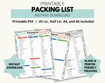 Packing List PDF in Rainbow Design, Print Packing List, All Inclusive ...