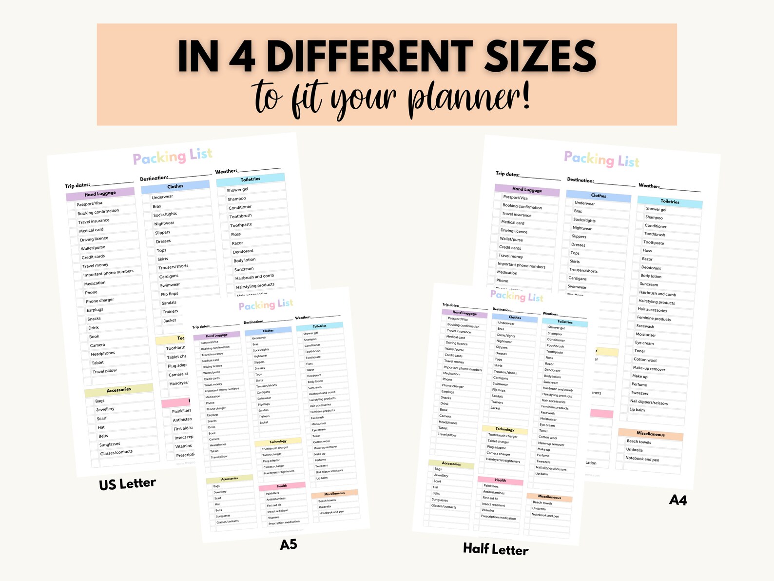 Packing List PDF in Rainbow Design, Print Packing List, All Inclusive ...