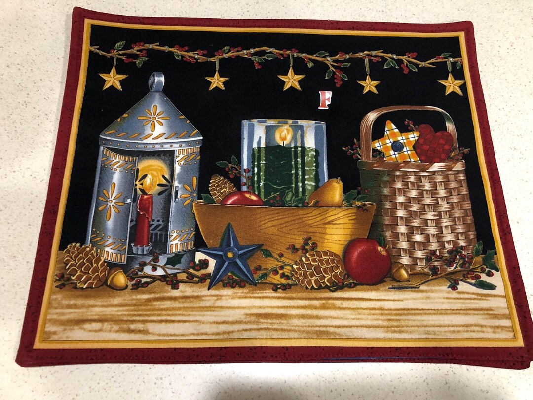 Country Baskets & Crocks Christmas Sm Placemat Table Topper -quilted ...