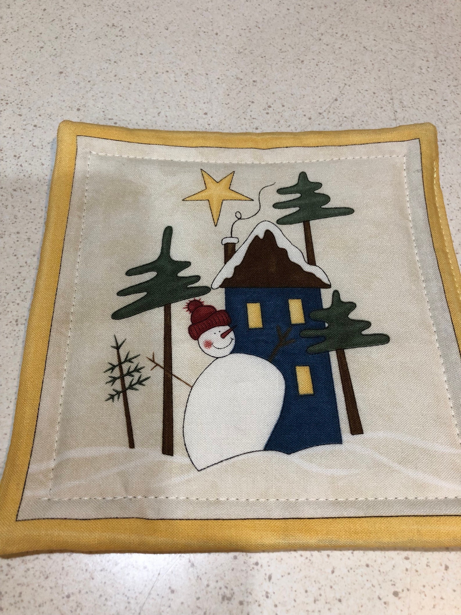 Snowman Snowflake Primitive Hot Pad Table Protector 2 Layer Cotton ...