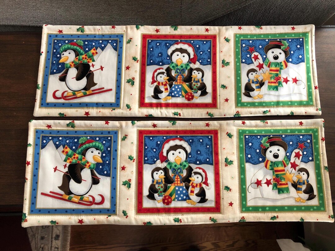 Penguin Table/cabinet Topper Mini Table Cabinet Runner Penquin Winter ...