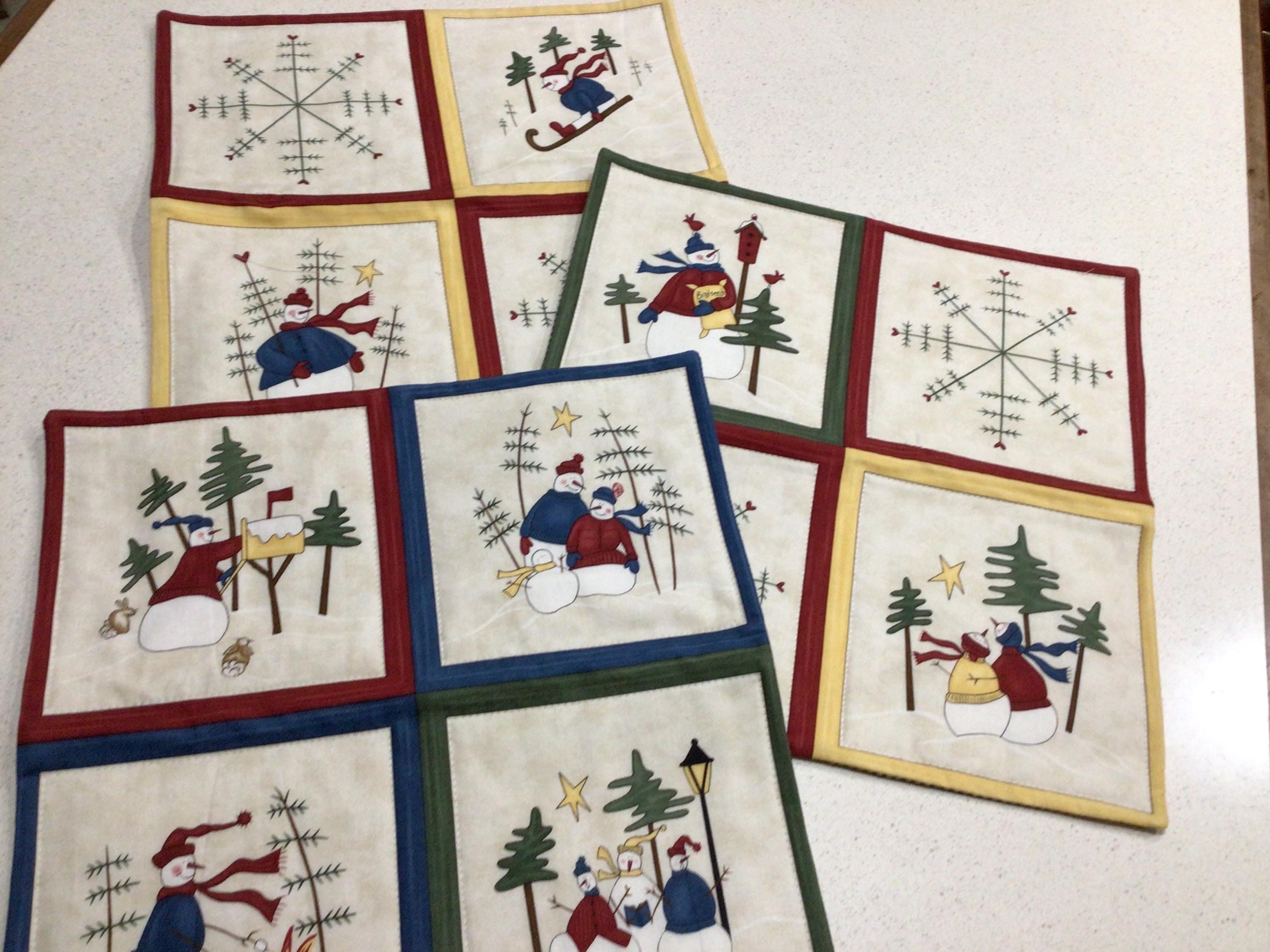 Snowman Snowflake Primitive Hot Pad Table Protector 2 Layer Cotton ...