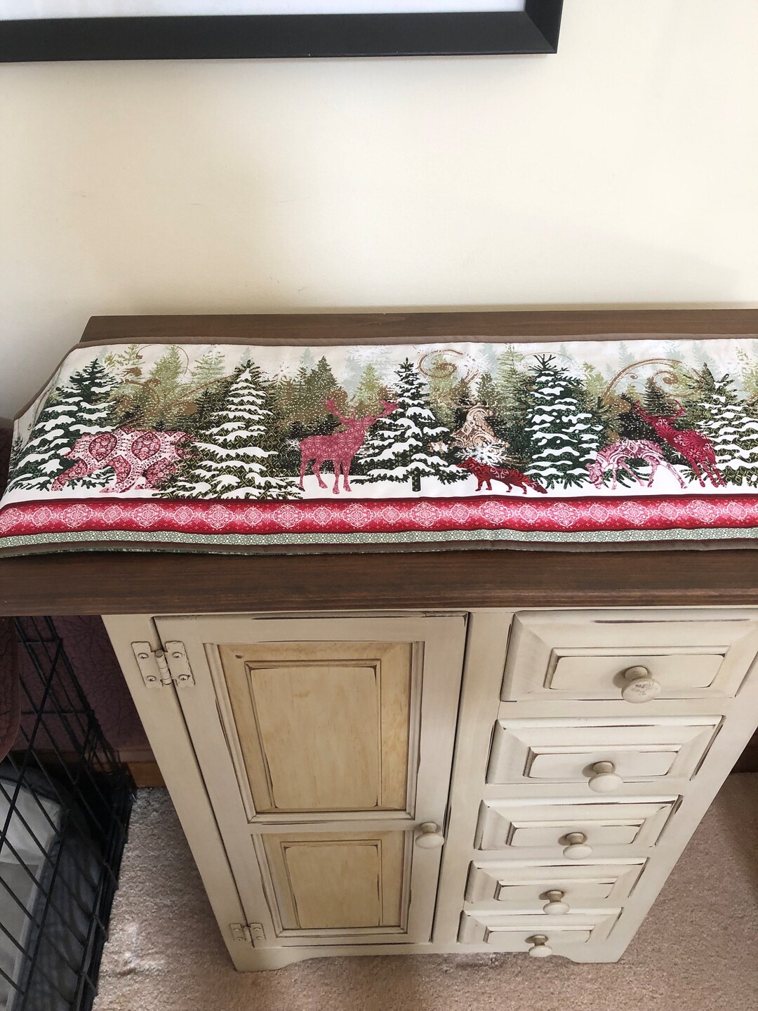 Woodland Animals Christmas Winter Pines Trees Snowscape Snow Scene ...