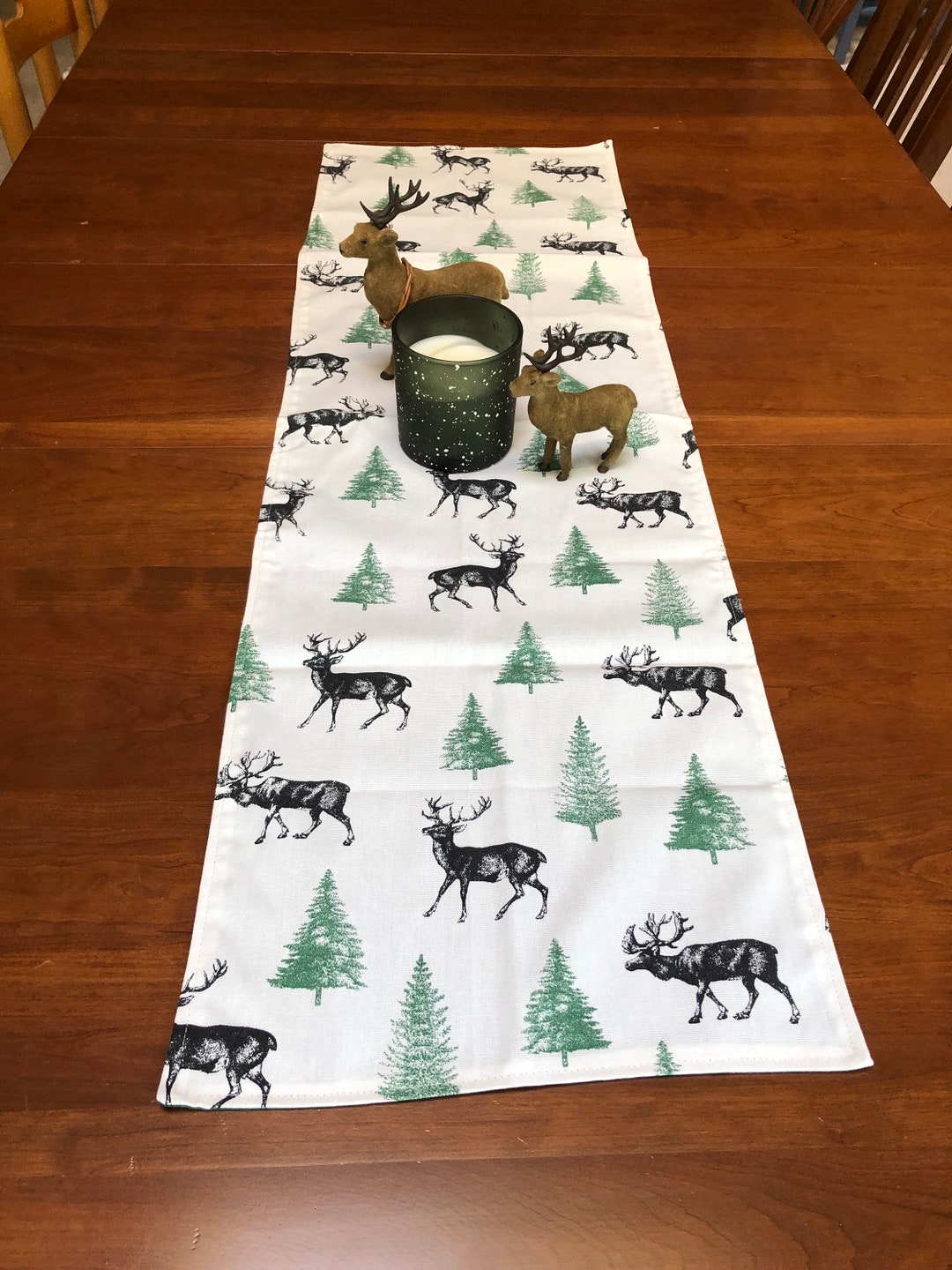 Moose Tablerunner|cabin Lodge Moose Reindeer Table Topper Cabinet ...